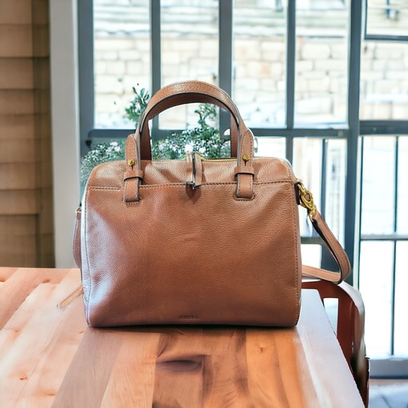 Fossil | Bags | New Fossil Rachel Satchel Brown Leather Crossbody ...